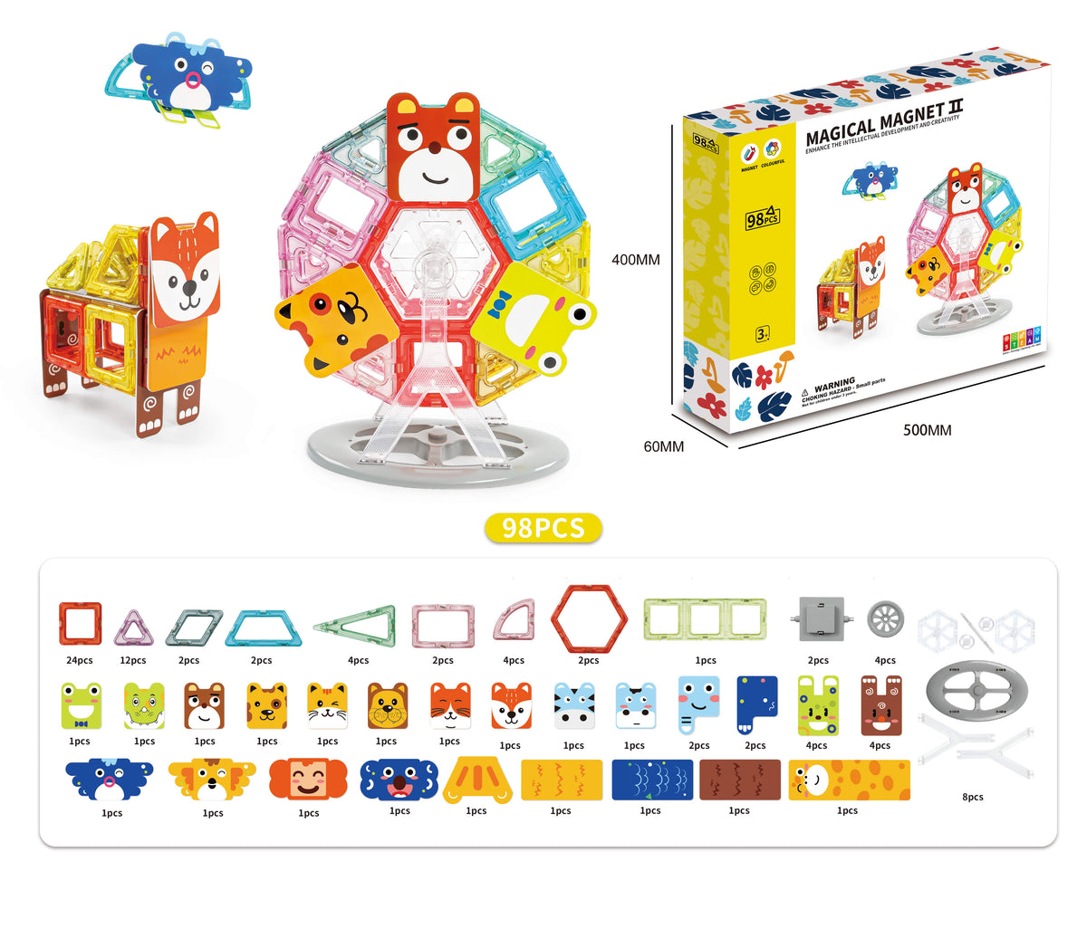 STEAM Building Toys Magnetic Tiles 96 PCS – Hoogarkids